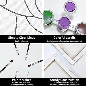 VOCHIC Paint and Sip Kit Pre Drawn for Painting for Adults Stretched Canvases for Painting Paint Party Kits Couples Games Date Night Ideas (2 Pack) Painting Canvas Afro Queen King 8x10 Paint Art Set