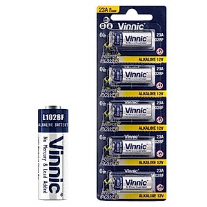 Kitstar Vinnic A23/23A 12V Alkaline Battery No Mercury & Lead & Cadmium Added Proof Environment Protection Positive+ Power,5 Count (Pack of 1)