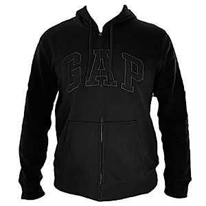 GAP Factory GAP Men's Full Zip Fleece Logo Hoodie (Large, Black / Logo)