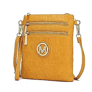 MKF Crossbody Bags for Women, Wristlet Strap – PU Leather Shoulder Handbag – Small Crossover Messenger Purse, Mustard