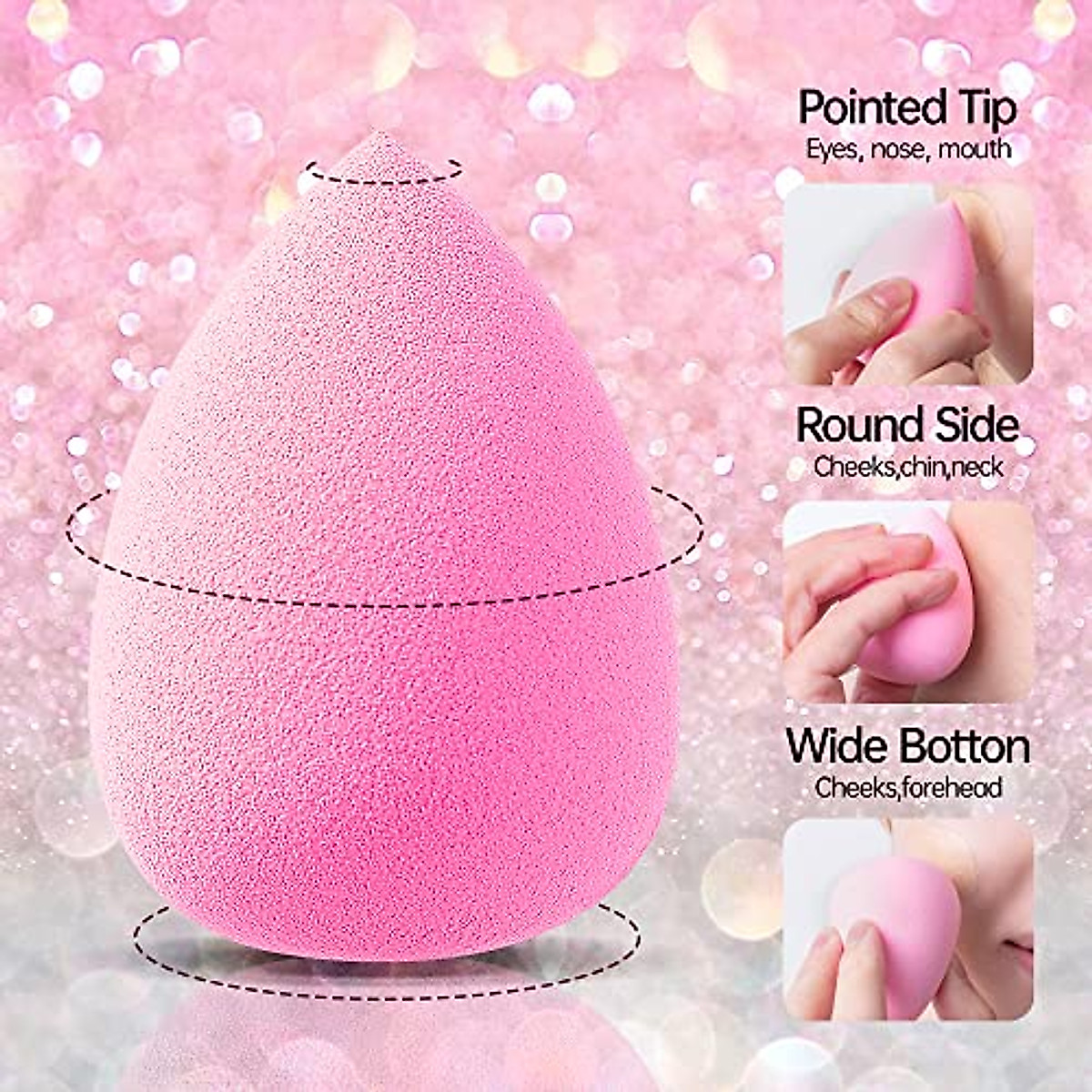 AJOKE 10 Pcs Perfect Makeup Sponge Set Blender Flawless for Liquid, Multi-colored Beauty Makeup Sponges