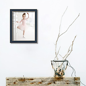 VIOLABBEY 11x14 Picture Frame Navy Blue Set of 2, Modern Style 11 by 14 Photo Frame, High Definition Tempered Real Glass, Wall or Tabletop Display