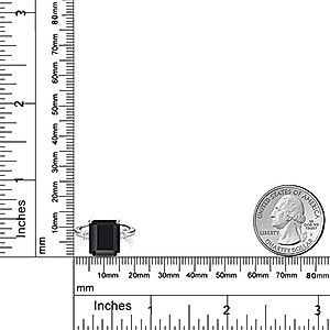 Gem Stone King 925 Sterling Silver 12X10MM Black Onyx and 2MM White Lab Grown Diamond 3 Stone Engagement Ring For Women | 5.85 Cttw | Gemstone December Birthstone | Size 9