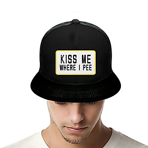 kiss me Where i Pee Hat Sandwich Vintage Adjustable Baseball Caps Sun Cap Unisex Outdoor Black