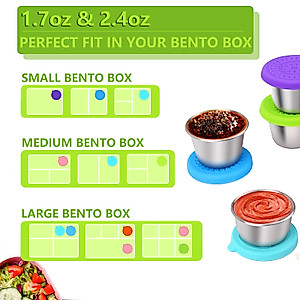 Pack of 6 Small Salad Dressing Container To Go 1.7oz+2.4oz Stainless Steel Sance Containers with Lids Reusable Condiment Containers for Lunch Box Picnic Travel Office