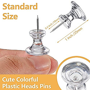 60 Pieces Giant Push Pins Big Thumb Tacks Large Tacks Jumbo Pins Steel Point 1 Inch Plastic Heads Pins Marking Pins for Cork Board (Transparent)