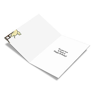 NobleWorks - 1 Humor Birthday Card with Envelope - Funny Cartoons for Birthday Greetings, Celebration Notecard - Dogopoly C3986BDG