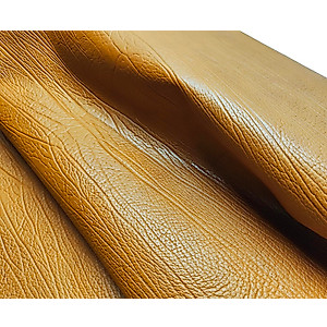 DOQN Bump Texture Genuine Leather Sheets 2.0mm Thick Plain Geometric Pattern Printed Leather Fabic for Craft & Hobby (Bark Pattern | Bourbon Brown, 6"x12")