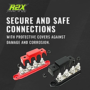 4 Post Power Distribution Block Bus Bar Pair with Cover - Made in The USA - 250 Amp Rating – Marine Bus Bar, Automotive, and Solar Wiring – Battery Terminal Distribution Block - (Set of 2)(5/16”)