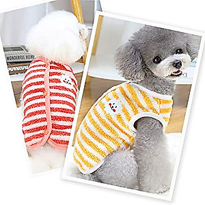 Jecikelon Cute Puppy Sweater Warm Dog Winter Clothing Doggie Cotton Clothes with Pocket Pet Stripes Sweater for Small Dogs (Red1, Small)