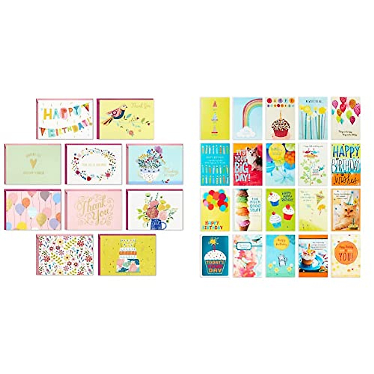 Hallmark Pack of 30 Assorted Boxed Greeting Cards, Good Vibes—Birthday, Thinking of You, Thank You, Blank Cards & Birthday Cards Assortment, 20 Cards with Envelopes