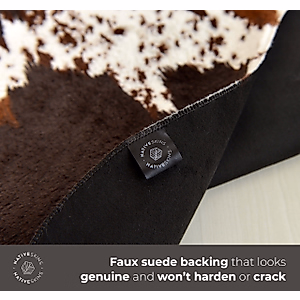 NativeSkins Faux Cowhide Rug – Earthy Browns (Oversized) | 6.2ft x 8.2ft | Triple-Layer Support | Ultra-Soft Pile | Hand-Cut, Faux Suede No-Slip Backing | Western Rug | Cow Hide Animal Print Rug