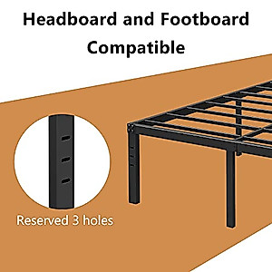 Artimorany King Size Bed Frame 18 Inches Tall, Heavy Duty Metal Platform, Steel Slats with 3000lbs, No Box Spring Needed, Easy Assembly, Noise Free, Black