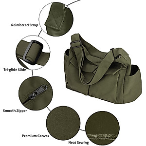 charlore Messenger Bags,Canvas Shoulder Tote Bags with Multiple Pockets,Large Hobo Crossbody Bag for Women and Men