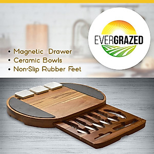 Acacia Cheese Board Set - Large Charcuterie Boards & Cheese Board and Knife Set - Kitchen Wine Meat Cheese Platter - Unique Thanksgiving, Christmas, Holiday, Anniversary or Wedding Gift