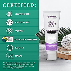 SprinJene Natural SLS Free Fluoride Free Toothpaste for Sensitive Teeth & Gum, Fresh Breath & Helps Dry Mouth Vegan Dye Free 1 Pack (Improved)