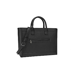 Daisy Rose Tote Shoulder Bag with Front Zipper - PU Vegan Leather - BLACK