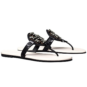 Tory Burch Women's Crystal Miller Soft Leather Sandal (us_footwear_size_system, adult, women, numeric, medium, numeric_7_point_5)