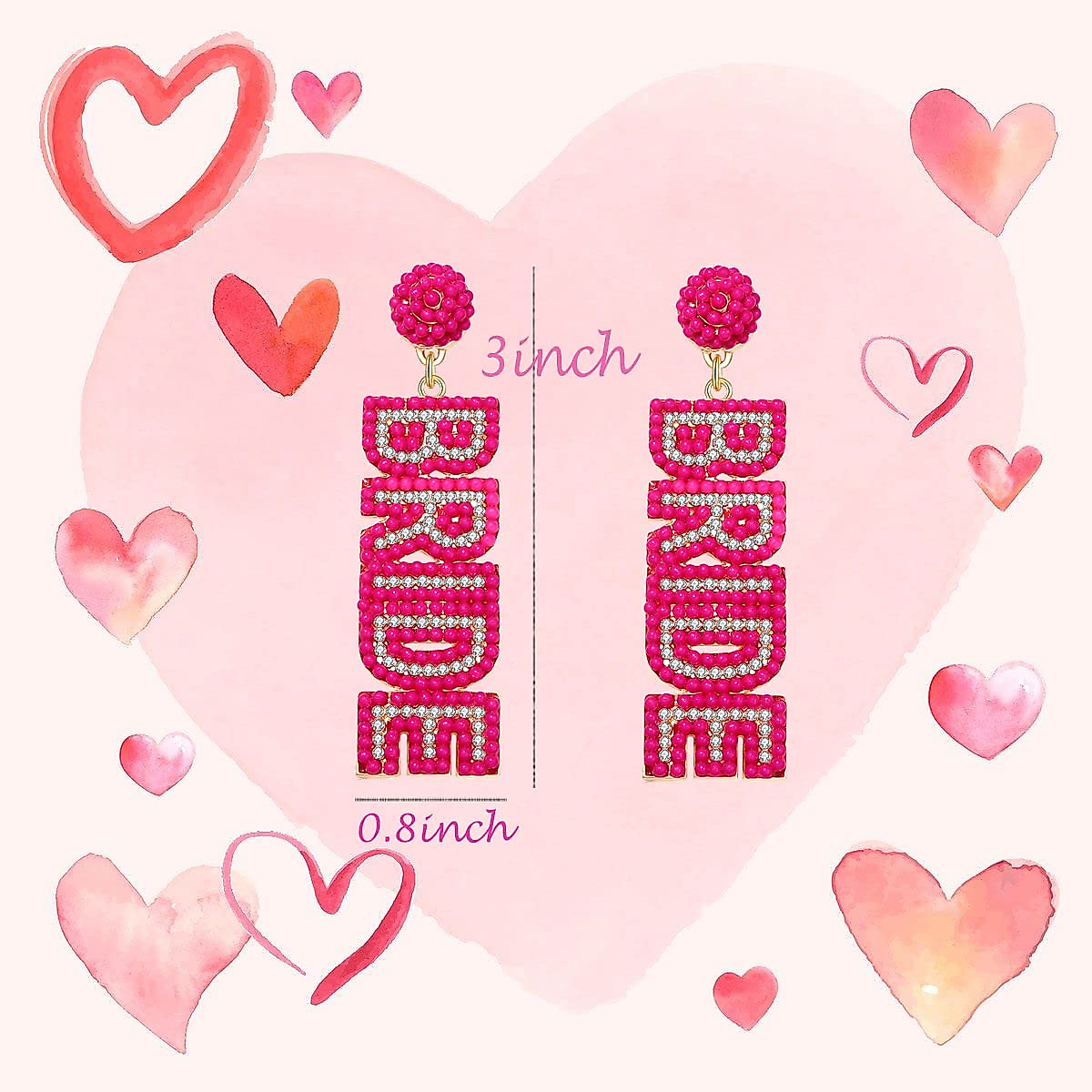 Rhinestone Bride Earrings for Women Handmade Beaded BRIDE Letter Dangle Earring Wedding Bridal Earrings Bridesmaids Bachelorette Party Gift