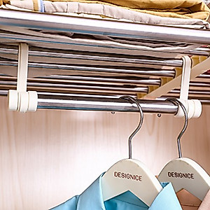 Hershii Closet Tension Shelf Expandable Telescopic Rod Heavy Duty Clothes Hanging Rail Adjustable DIY Storage Organizer Shoe Rack 7-Bar Extention for Garage Bathroom Kitchen Bedroom