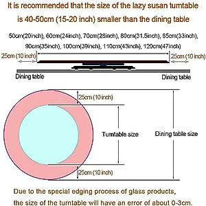 Lazy Susans Turntable Lazy Susan Turntable 50-120 Cm Round Glass Rotating Tray For Kitchen Dining Table Serving Plate ，Large Silent Tabletop Organizer,300KG Bearing For Banquets Party (Color : Gold