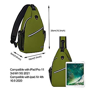 MOSISO Sling Backpack, Multipurpose Crossbody Shoulder Bag Travel Hiking Daypack, Army Green, Medium