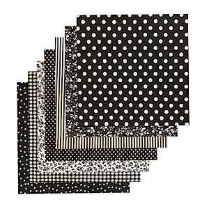 OZXCHIXU 7PCS/lot Black Series Floral Cotton Craft Fabric Textile Quilting Sewing Patchwork Fabric Fat Quarter Bundles Fabric for Scrapbooking Cloth Sewing DIY Crafts Pillows and Masks