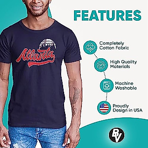 BROOKLYN VERTICAL Mens Baseball Sports Fan Short Sleeve T-Shirt with Chest Print| New York, Atlanta, St. Louis, Los Angeles (as1, Alpha, xx_l, Regular, Regular, Atlanta)