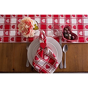 DII Valentine's Day Table Top Collection, Table Runner, 14x72, Checkered Heart