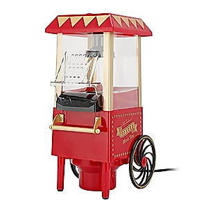 1200W Red Retro Automatic Popcorn Machine Household Corn Popper Maker (US Plug 110V 10A)