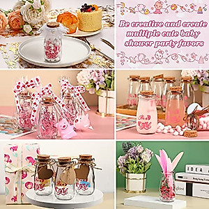 Sieral 48 Pcs 3.4 oz Small Glass Bottles Favor Jars with Cork Lids Baby Shower Decorative Milk Jar for Party Candy Decorations Souvenirs (It's a Girl)