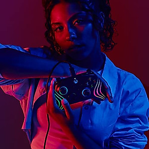 PDP Afterglow Wave Wired LED Controller for Xbox Series X|S/Xbox One/PC, RGB Lights, Customizable/App Supported - Black