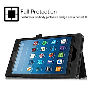 Fintie Folio Case for Amazon Fire HD 8 Tablet (7th/8th Generation, 2017/2018 Release) - Slim Fit Premium Vegan Leather Standing Protective Cover, Black