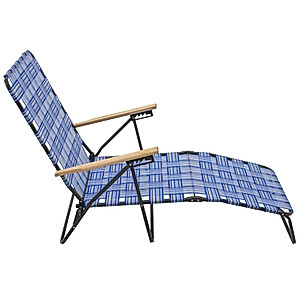 CAMP & GO Steel Folding Grey Outdoor Patio/Camping Chair with Blue Woven Fabric and Arm Rests (Pack of 2)