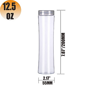 VeleGO 12 Pack Clear PET Empty Wide Mouth Plastic Sensory Bottles with Screw Caps for Jelly Beans, Juice and Other Beverages (Diamond Lids)