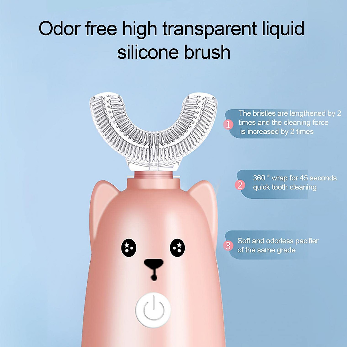 ZITIANY Waterproof Electric Toothbrush Kids, Toothbrush Electric U-Shaped Automatic Toothbrush with 2 Brush Heads