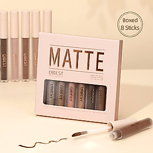 BestLand 8 Colors Liquid Matte Eyeshadow Set Nude Black Smokey Eyeshadow Cream Eyeshadow Primer Waterproof Quick Drying Eye Brightener Highlighter Blusher Eye Shadow Makeup