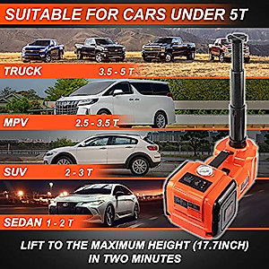 E-HEELP Electric Car Jack Kit 5Ton 12V Hydraulic Car Jack Kit with Electric Impact Wrench for SUV MPV Sedan Truck Change Tires Garage Repair