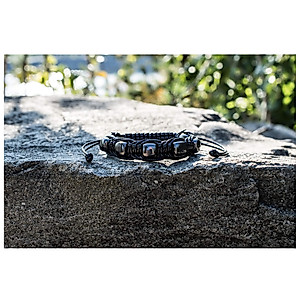 Wallystone Gems Shungite Bracelets - Arachne Black - for Mens - Woman - Brided Dense Beaded - Adjust Wirst Size - Each one has a Certificate of Authenticity