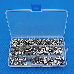 Raogoodcx 50 Sets M6 Square Hole Hardware Cage Nuts & Mounting Screws Washers for Server Rack and Cabinet (M6 X 16mm)(Screw+Washer+cage nut)