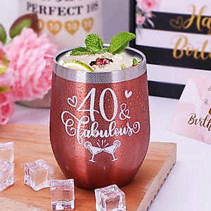 40th Birthday Gifts Women, Happy 40th Birthday Gifts for Women Turning 40 and Fabulous, Funny 40 Years Old Birthday Gift Ideas for Best Friend Female Wife Sister Mom Aunt 40th Bday Gifts Women Tumbler