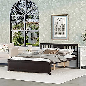 HAUSHECK Queen Bed Frame w/Headboard, Modern Platform Bed with 12" Under Storage Space, Queen Wood Bed Frame No Box Spring Needed for Kids, Teen, Adults, Wooden Slats Support Mattress Foundation