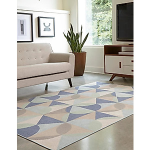 Unique Loom Lotus Collection Area Rug - King (8' x 10', Blue/ Light Blue)