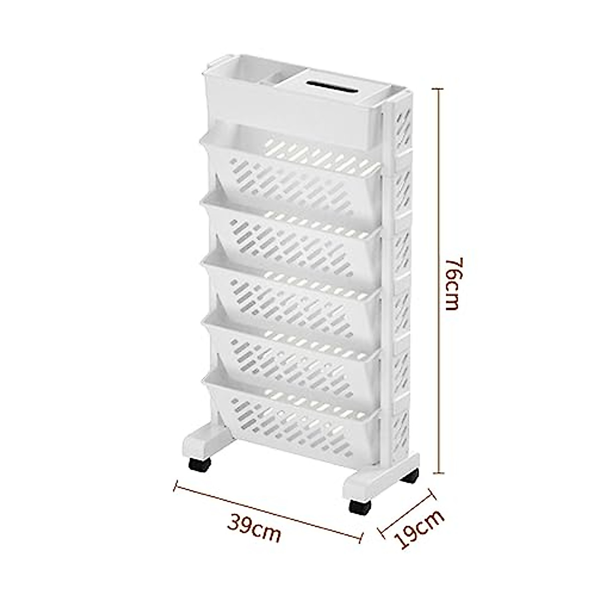Yaslayp 6 Tier Mobile Bookshelf,Moveable Unique Bookcase with Mobile Bookshelf with Wheels,Floor Standing Multi-Layer Bookshelf Organizer Suitable for Studying in Bedrooms(6 Tier)