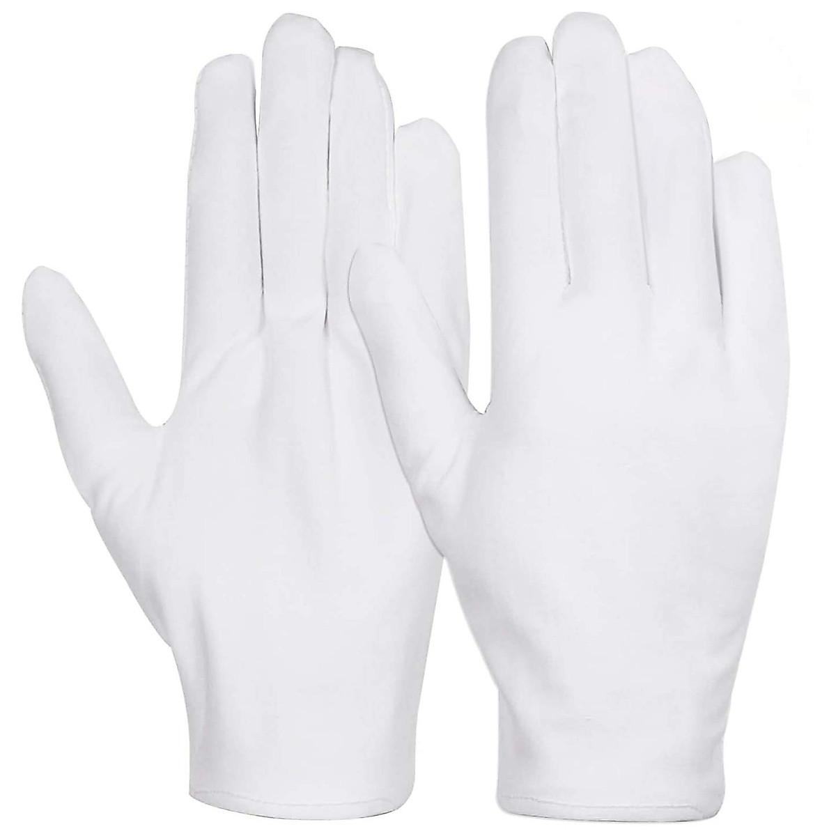 anezus 12 Pairs Cotton Gloves for Dry Hands, White Cotton Gloves Cloth Serving Gloves for Eczema Moisturizing Dry Hands Jewelry Silver Archival Costume Inspection, Medium Size