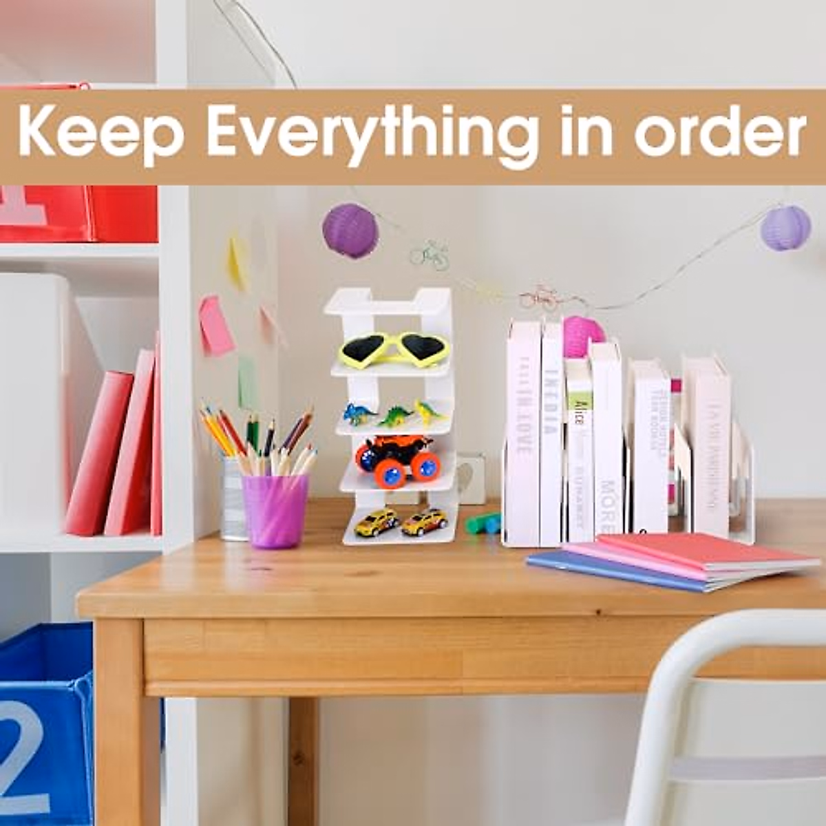 Jetec 4 Pcs Acrylic File Organizer Desk 4 Sections File Sorter Envelope Vertical Acrylic File Holder Book Paper Storage Divider for Office Supplies (White)