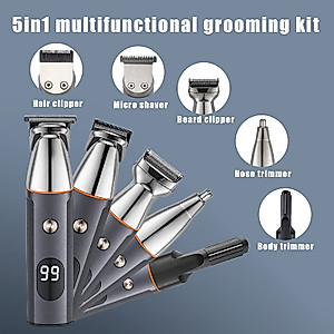 DODAER All-in-One Beard Trimmer for Men,Cordless Mustache Nose Precision Trimmer,Body Groomer Hair Cutting 5 in 1 Kit Trimmer,USB Rechargeable & Waterproof Magnetic Replacement Heads