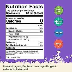 NuNaturals Stevia Syrup, Sugar-Free Sweetener, Plant-Based Sugar Substitute, Zero Calorie, Chocolate, 16 oz