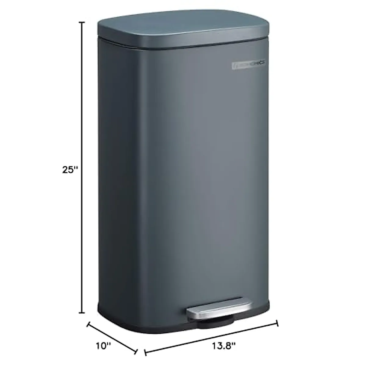 SONGMICS Trash Can with Lid, 8 Gallon Garbage Can, Stainless Steel Small Waste Bin with Step Pedal and Inner Bucket, Soft Close, Kitchen, Greenish Gray ULTB102G01