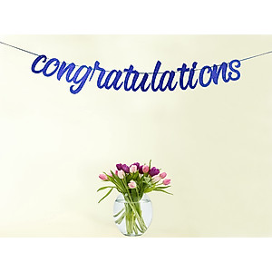 Congratulations Banner Blue Glitter Congratulations Graduation Banner Congratulations Banner Graduation 2024 Congratulations Graduation Party Decorations for College Graduation Party Decorations